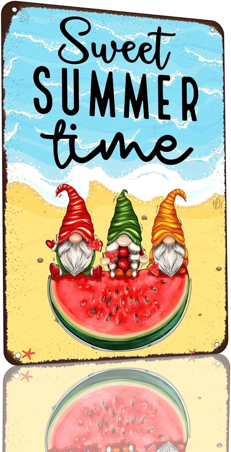 Vintage Sweet Summer Time Tin Sign Dwarf Watermelon Beach Sign Decor ...