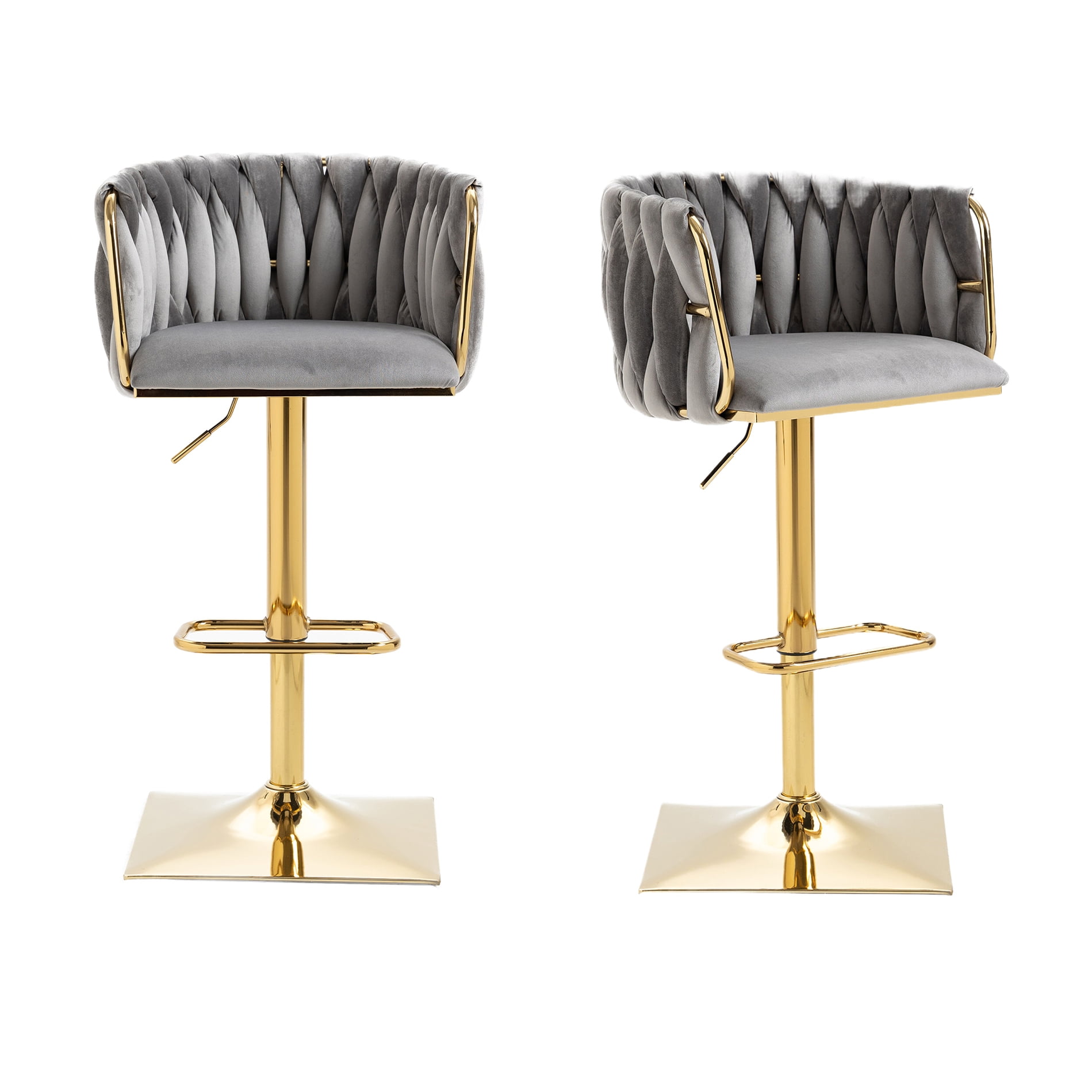 Vintage Swivel Bar Stools With Back And Footrest, Counter Height Dining ...