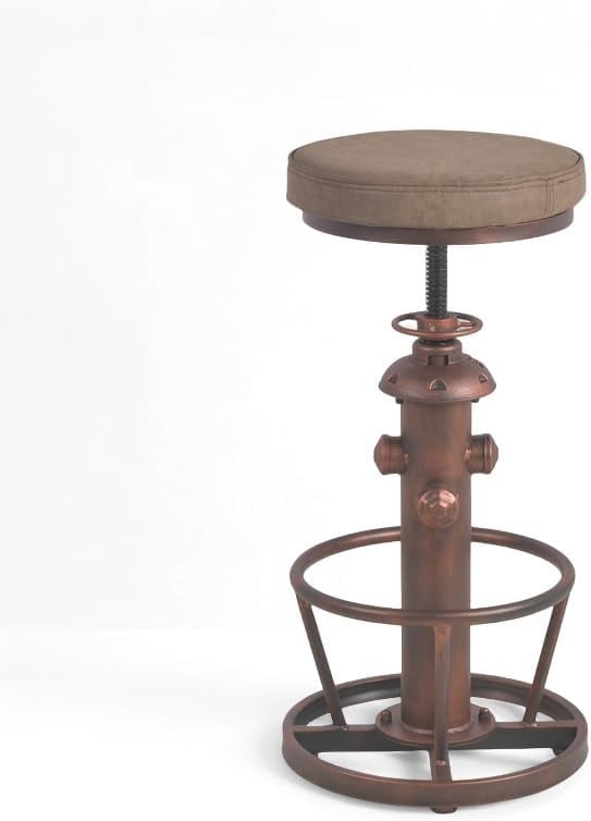 Vintage Swivel Stools Industrial Leather Seat Stool Fire Hydrant Design ...