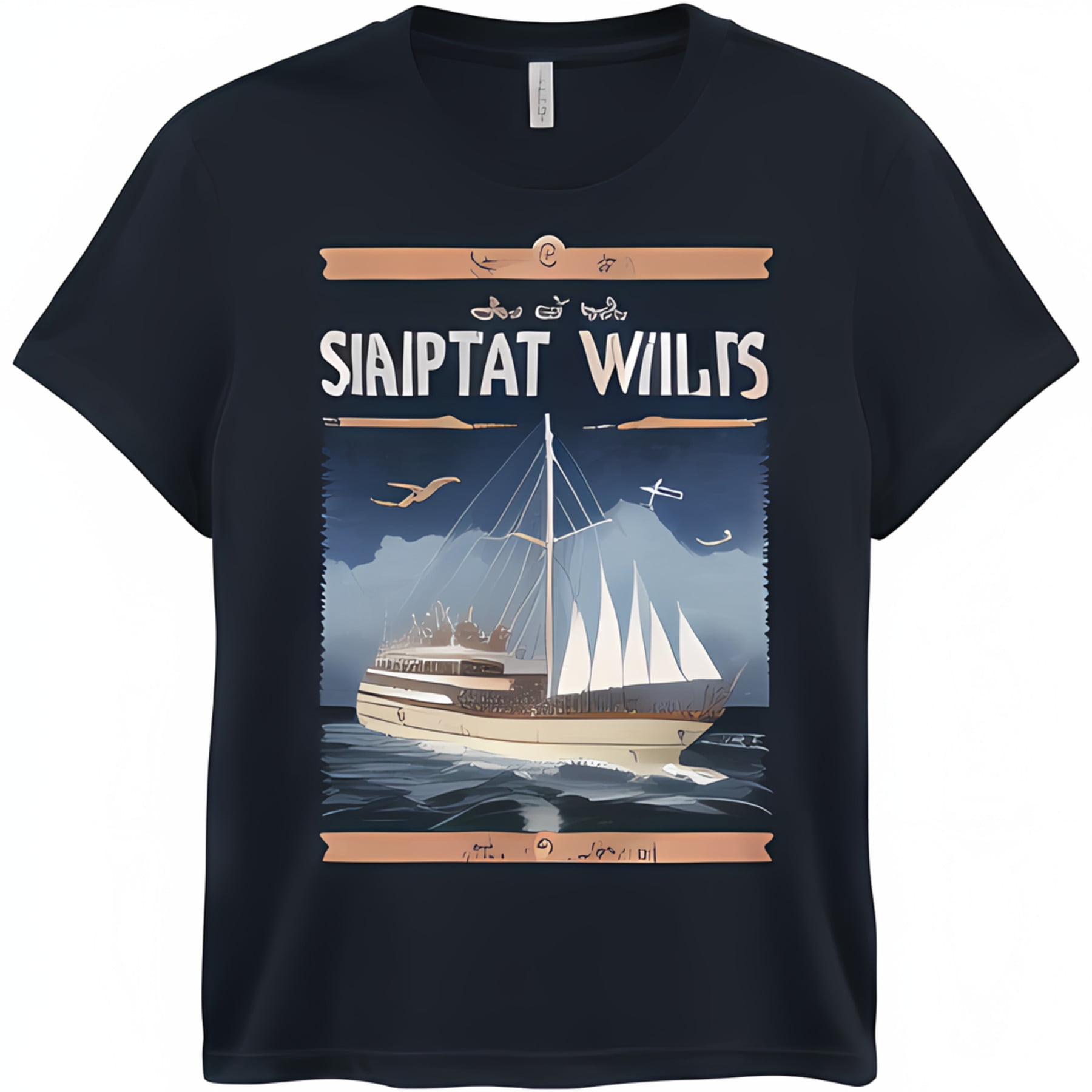 Vintage T-Shirt with Classic Sailing Yacht Illustration by Wills ...