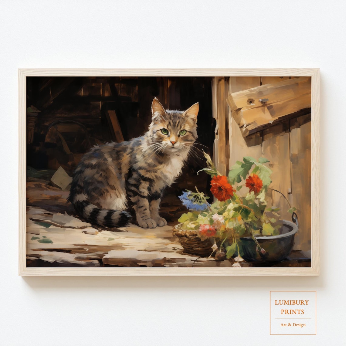 Vintage Tabby Cat Wall Art, Rustic Cat Kitchen Decor, Farmhouse Cat ...
