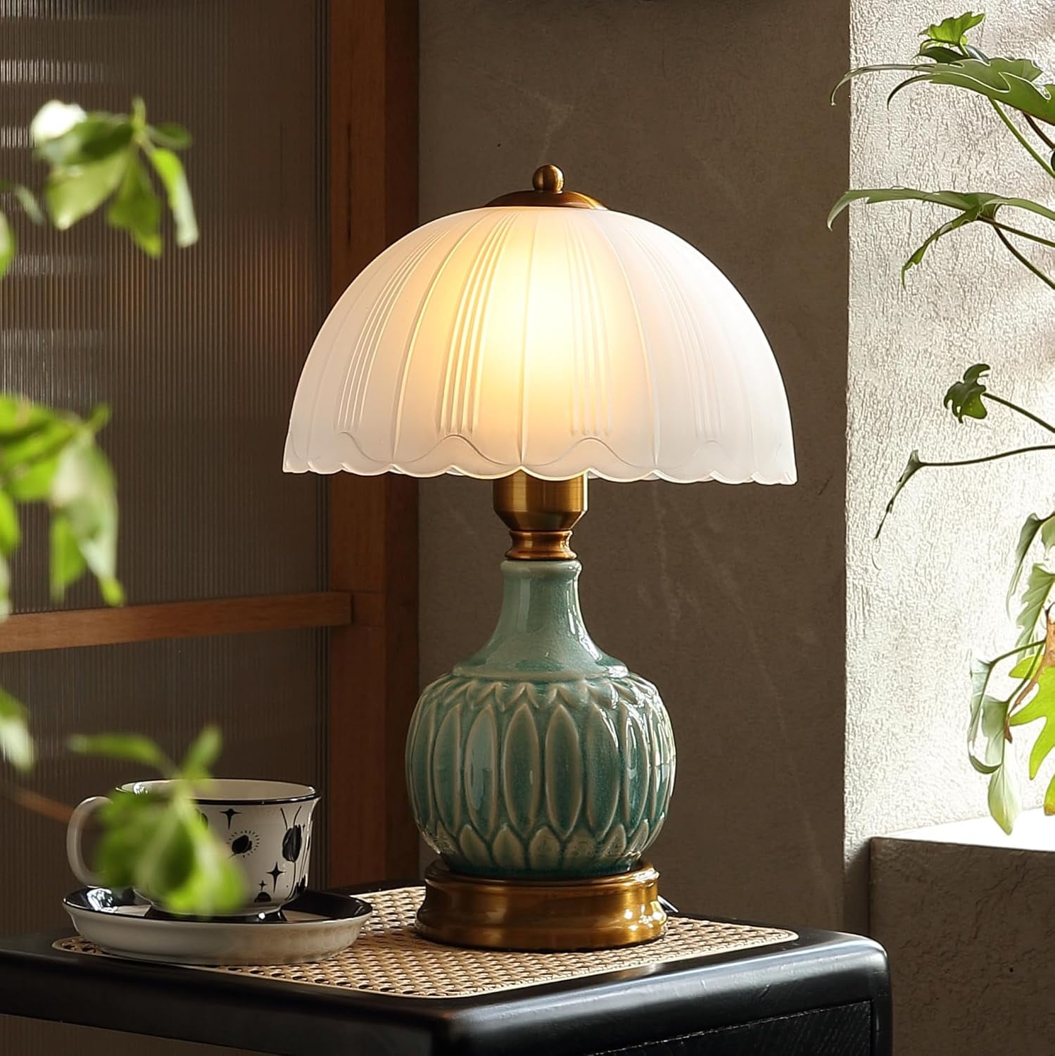 Vintage Lamp for Living Room,16" Modern Ceramic Table Lamps for Bedroom ...
