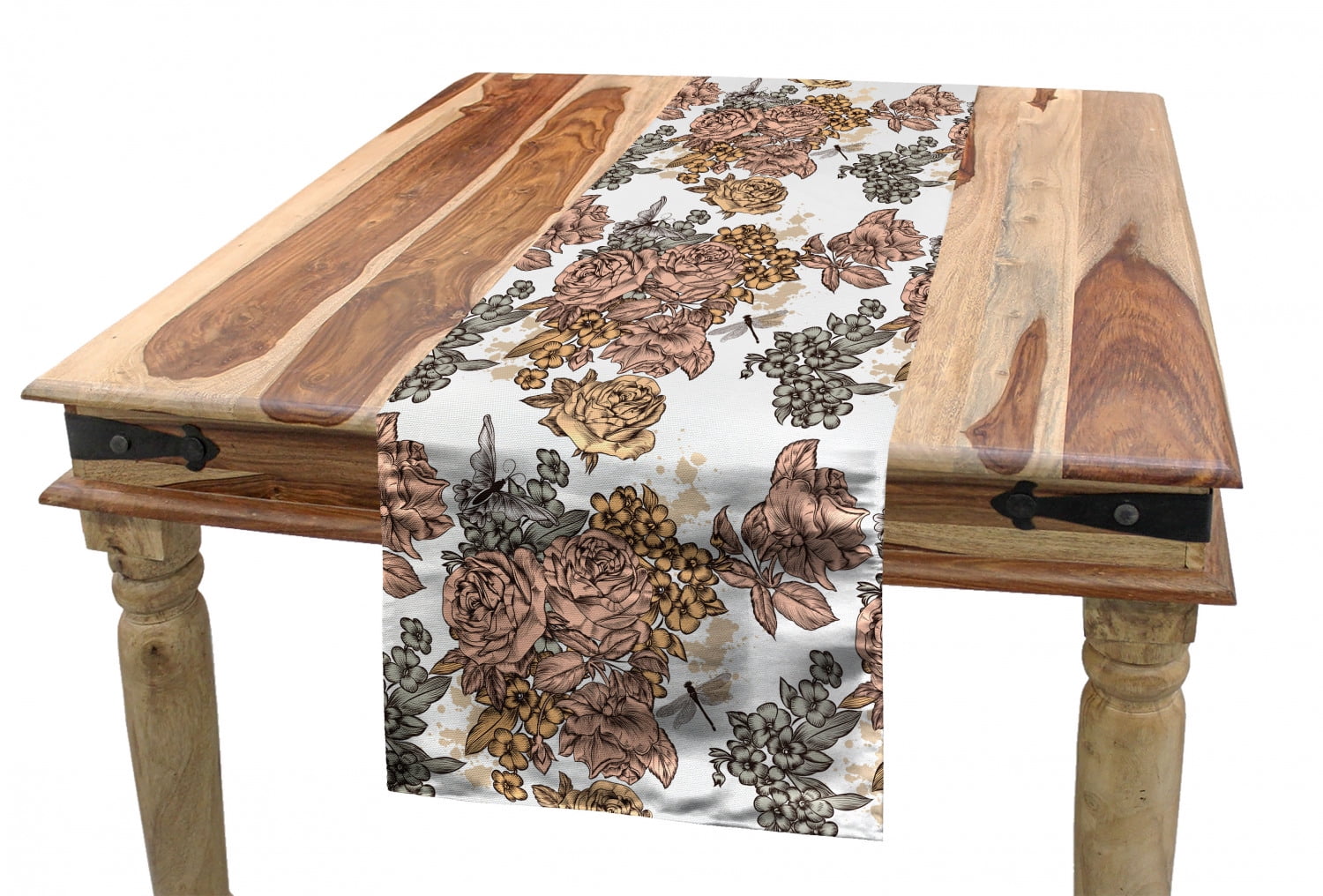Vintage Table Runner, Antique Victorian Garden Pattern with Romantic ...