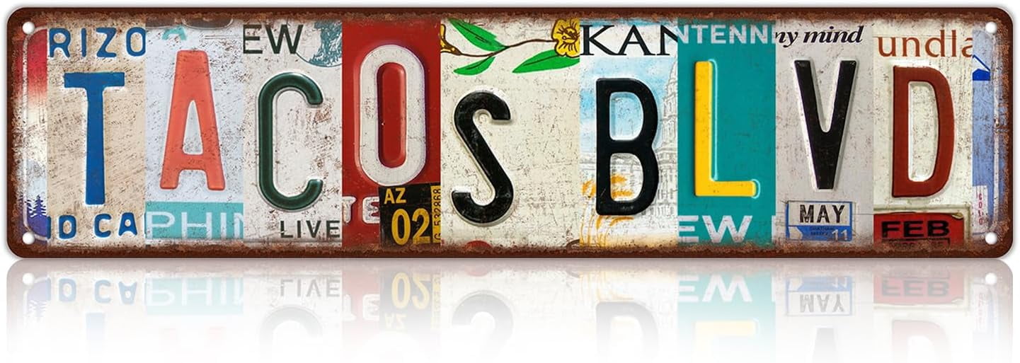 Vintage Tacos Blvd Wall Decor Street Signs Metal Tin Signs 16 x 4 ...
