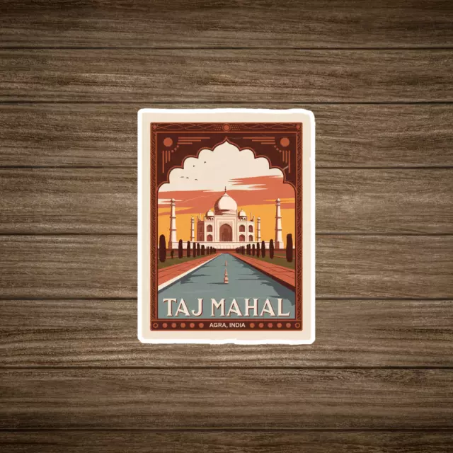 Vintage Taj Mahal Agra India Travel Sticker Sticker Decal Art ...
