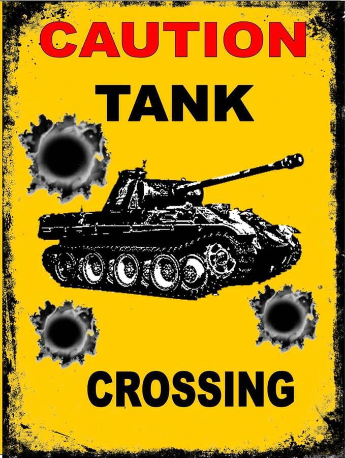 Vintage Tank Crossing Retro Style Aluminum Signs Army Tank Sign WW2 ...