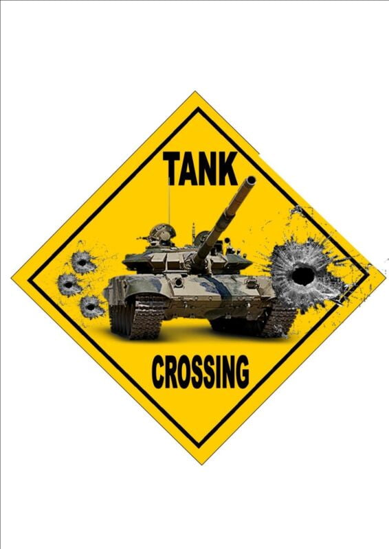 Vintage Tank Crossing Retro Style Sign Army Tank sign WW2 Sign Size: 12 ...