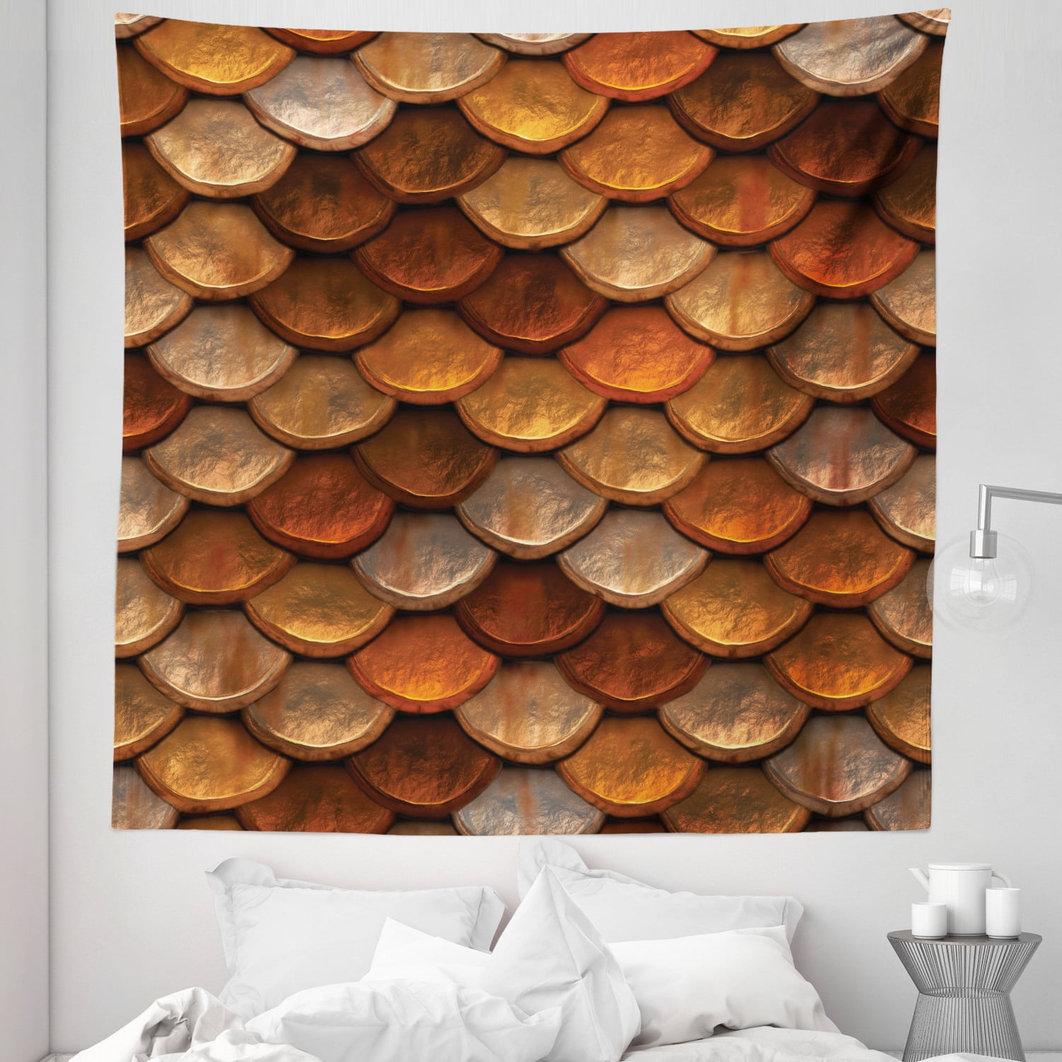 Vintage Tapestry, Aged Scale Pattern with Medieval Inspirations Half ...