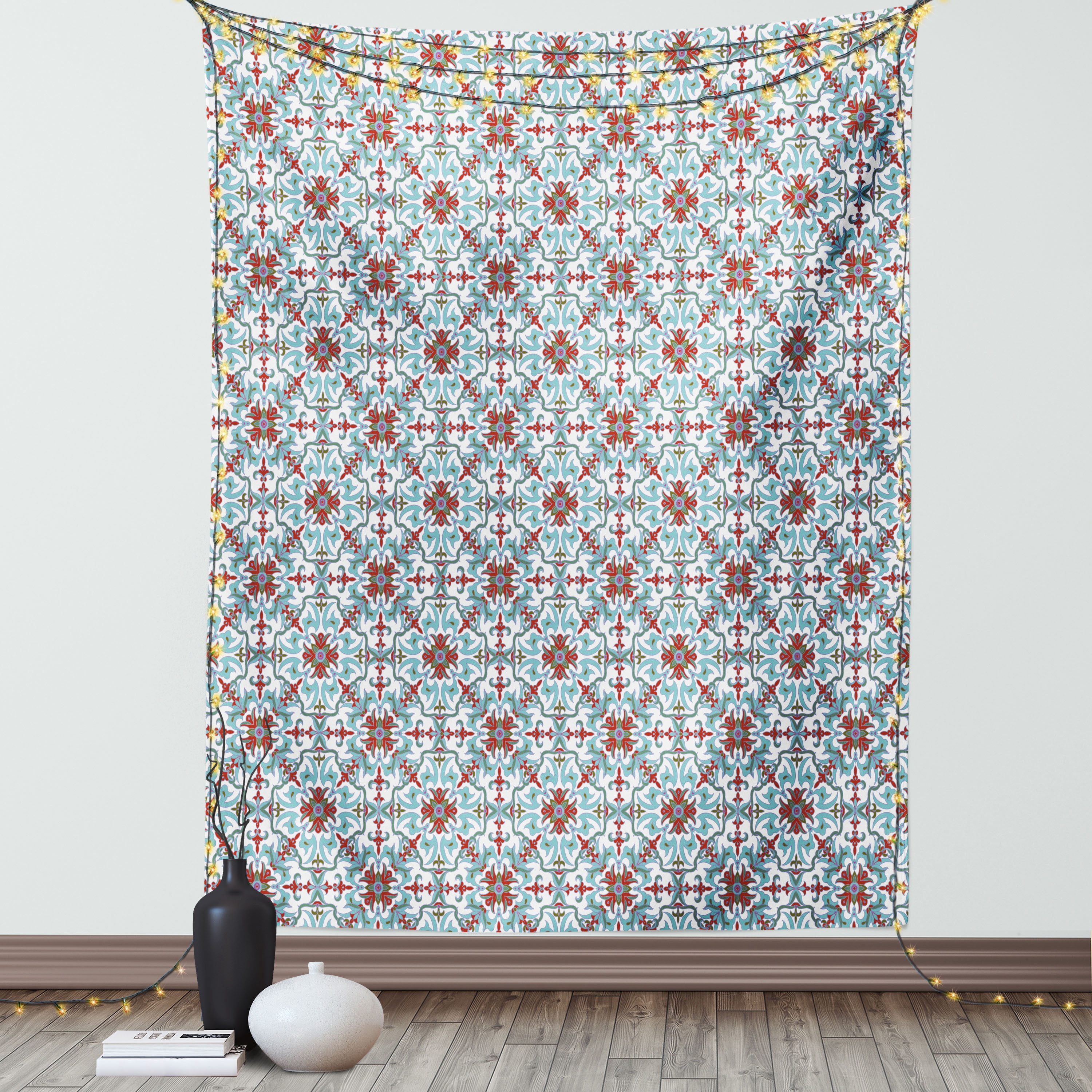 Vintage Tapestry, Ethnic Antique Floral Pattern Italian Majolica Style ...