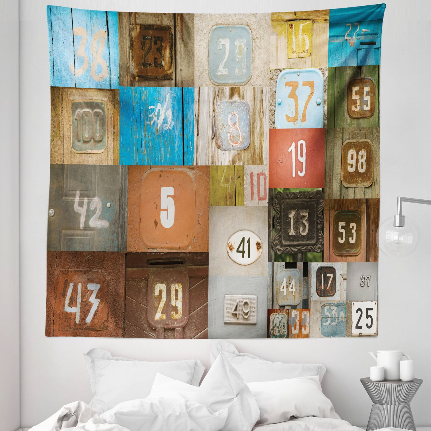 Vintage Tapestry, Rusty Apartment Placards Nostalgic Once upon a Time ...