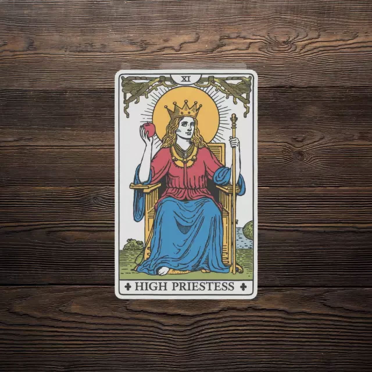 Vintage Tarot Card Sticker - The High Priestess Retro Mystical ...