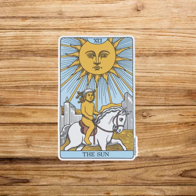 Vintage Tarot Card Sticker - The Sun Illustration - Retro Astrology ...
