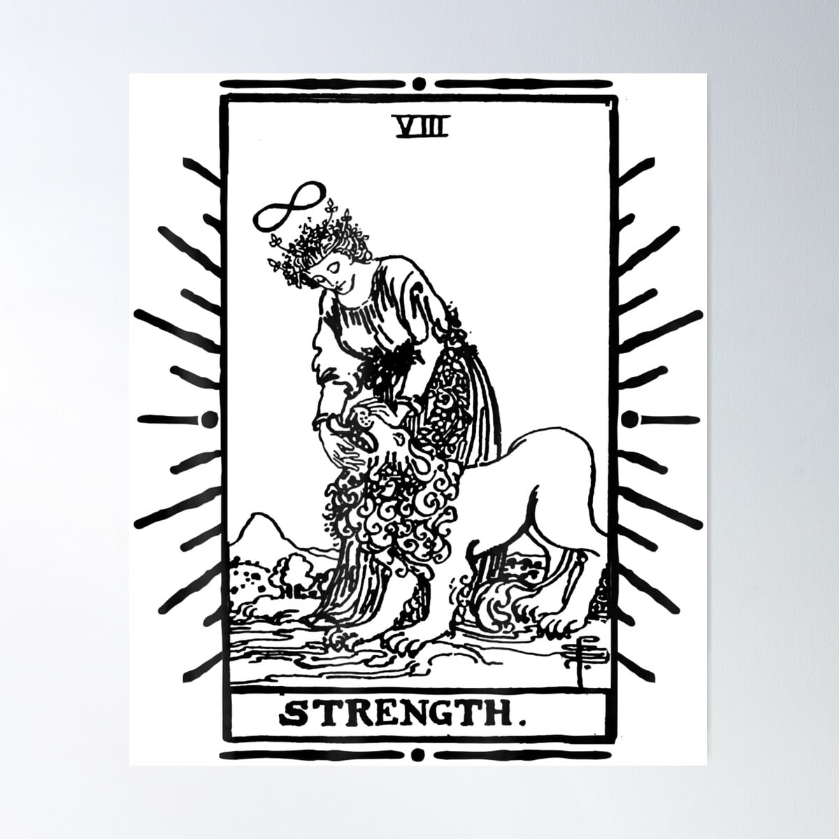 Vintage Tarot Card, Strength Card, Occult, Tarot Poster Wall Art ...