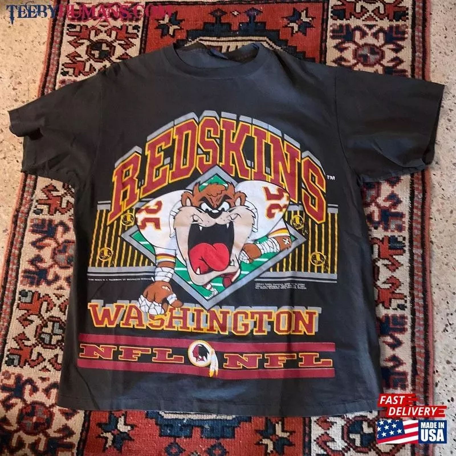 Vintage Taz Looney Tunes Was.hing.ton Red.skins Football Shirt ...