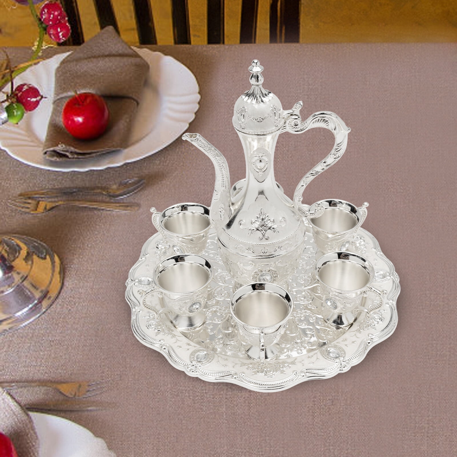 Vintage Tea Set Turkish Coffee Set Wedding W/Pot +6 Cups For Birthday Home Decor for Homes ...