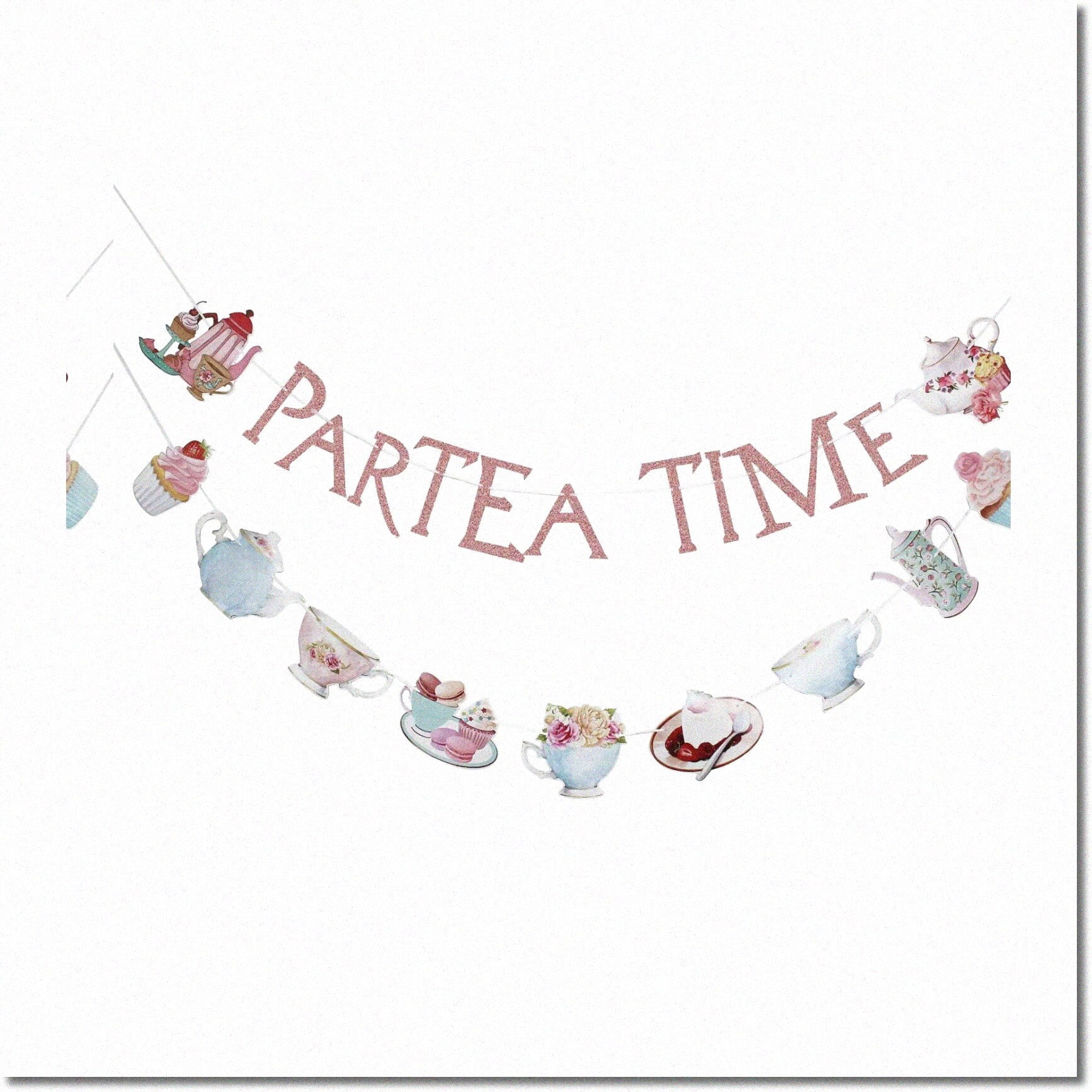 Vintage Tea Time Party Decorations - Pre-Strung Teapot and Cup Banner ...