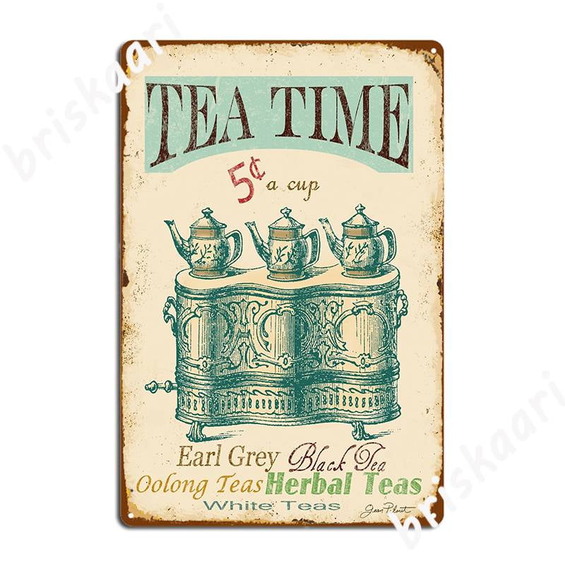 Vintage Tea Time Sign Metal Sign Wall Decor Garage Club Classic Club ...