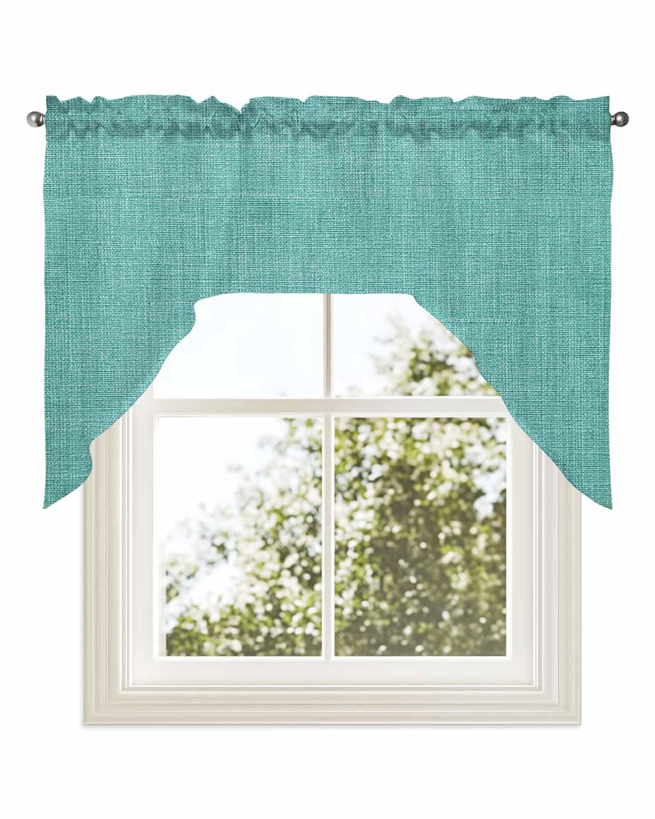 Vintage Teal Green Kitchen Curtains Swag Valance for Windows/Bathroom ...