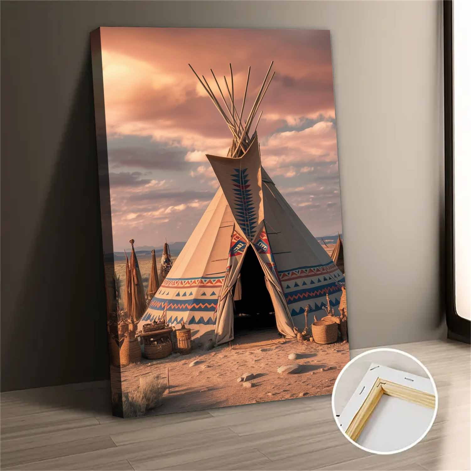 Vintage Teepee Canvas Wall Art Print For Bedroom Living Room Home Decor ...