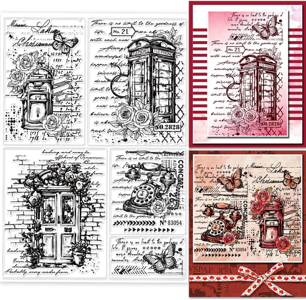 Vintage Telephone Booths Clear Stamps Word Letters Background Clear ...