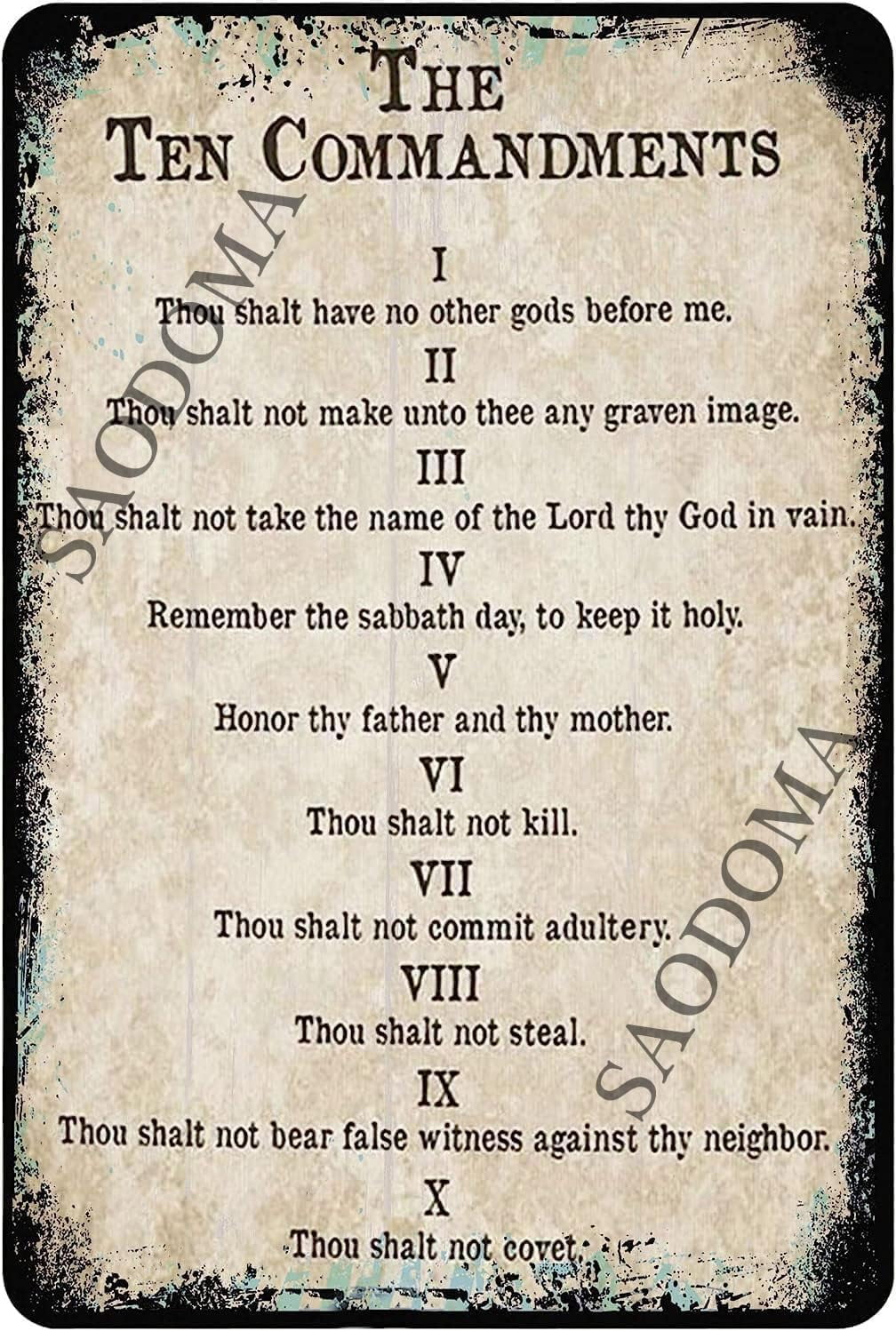 Vintage Ten Commandments Wall Decor Antique Bible Verse Christian