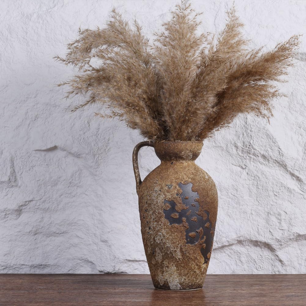 Vintage Terracotta Vase with Handles, Rustic Ceramic Farmhouse Vase for ...