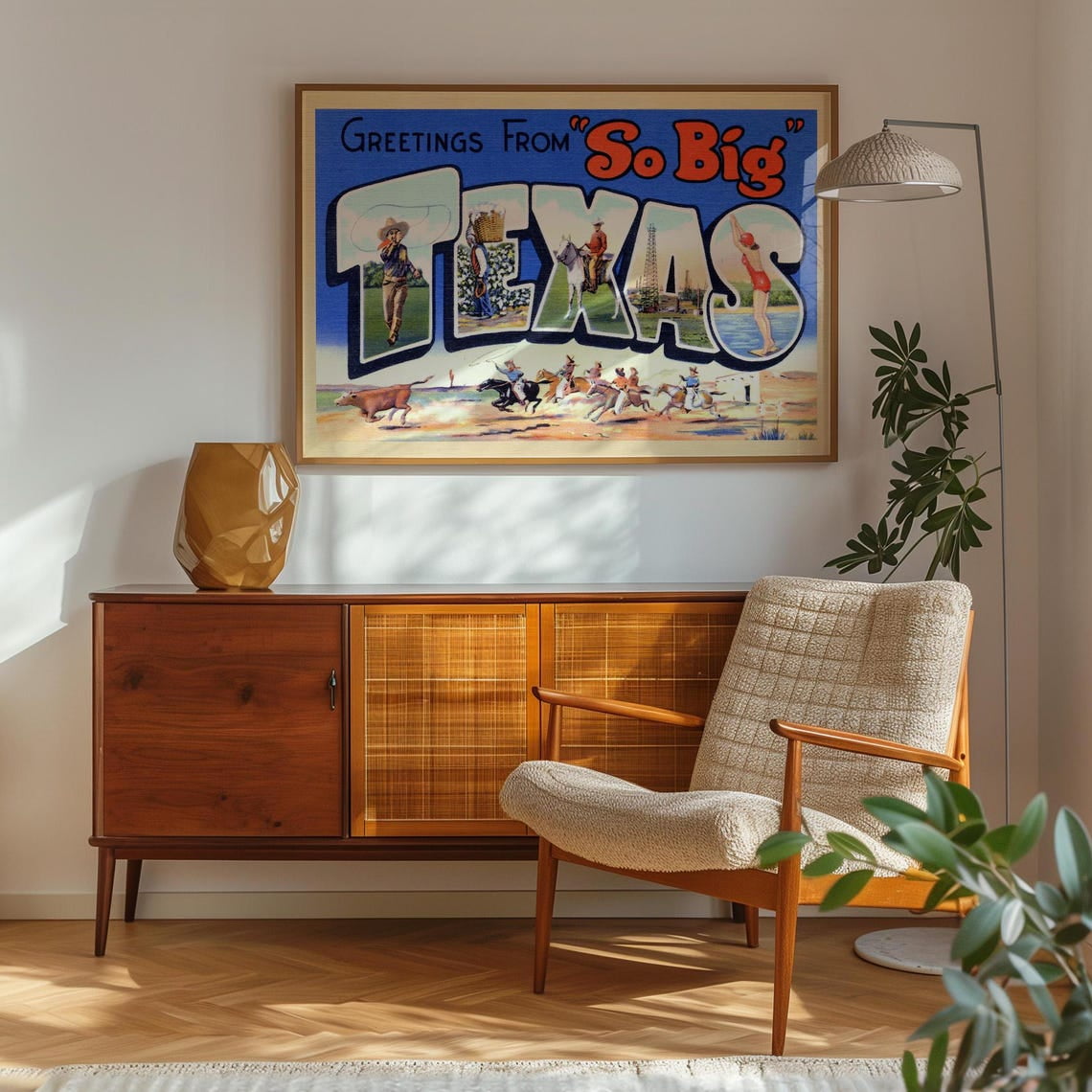 Vintage Texas Postcard Art Poster Print Wall Art Lone Star State Texas ...