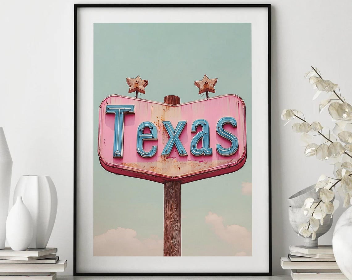Vintage Texas Sign Print, Texas Home Decor, Wall Decor, Vintage Wall ...