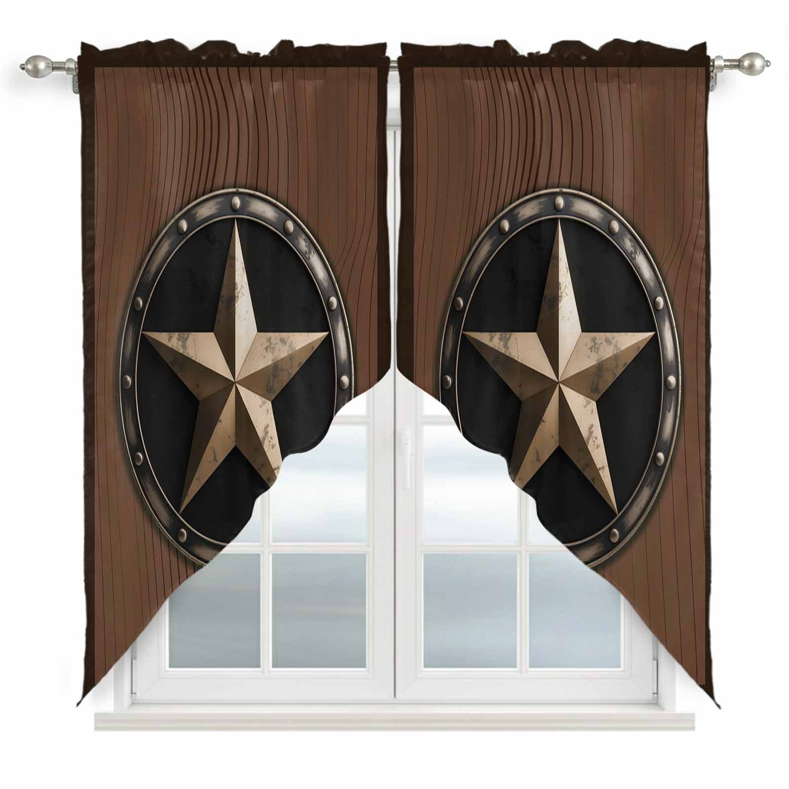 Vintage Texas Star Swag Valances for Windows, Kitchen Window Curtains ...