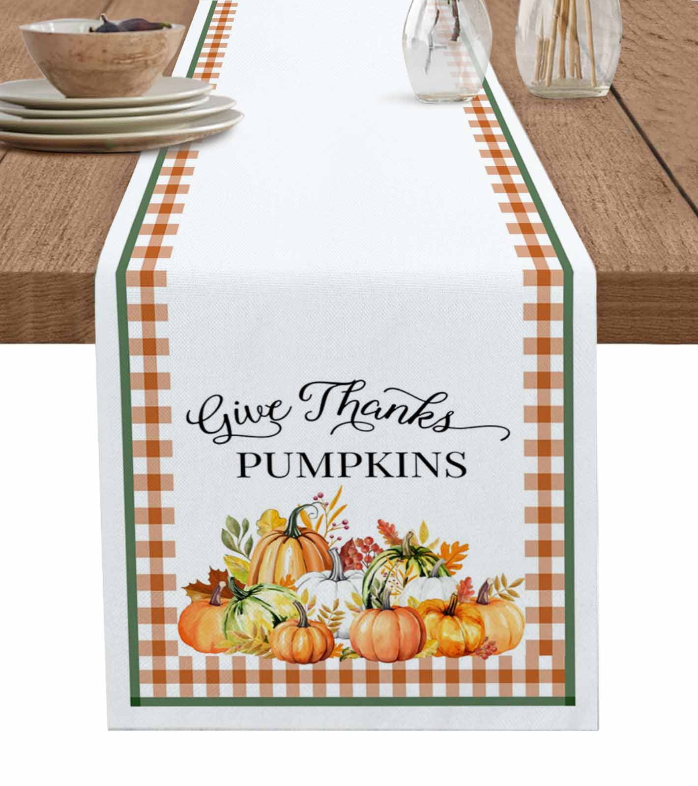 Vintage Thanksgiving Table Runner 72 Inch Long Dresser Scarves Cotton ...