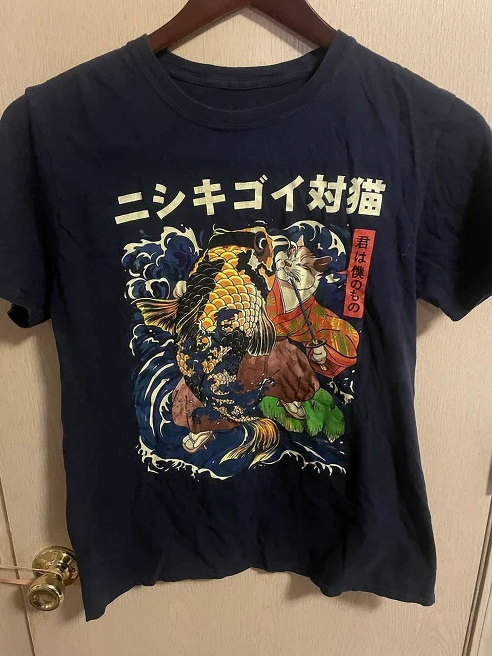 Vintage The Cat And The Koi Roni Saptino T-Shirt Japanese Threadless Medium. D1Hot Trending ...