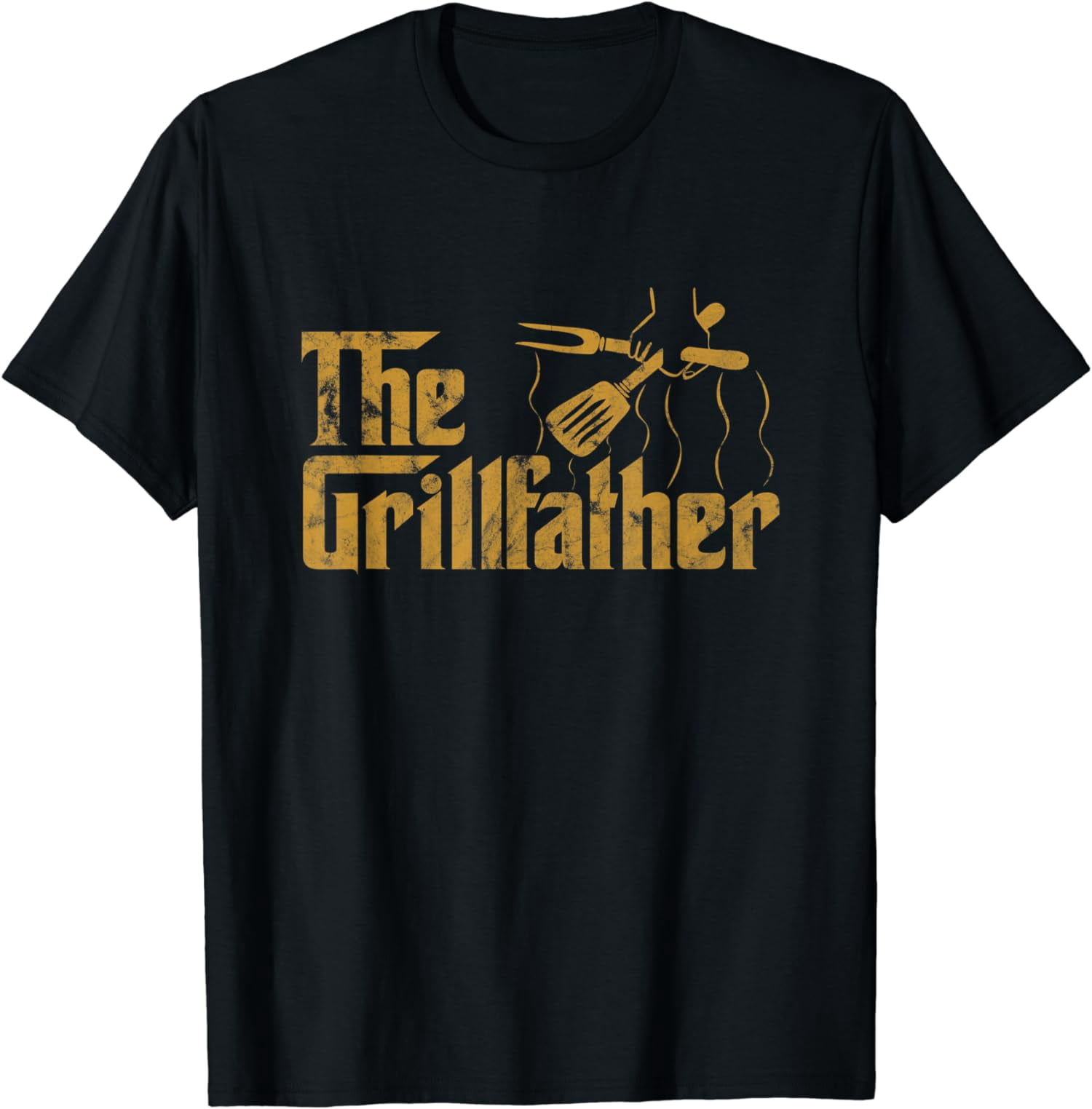 Vintage The Grillfather BBQ Grill & Smoker | Barbecue Chef T-Shirt ...