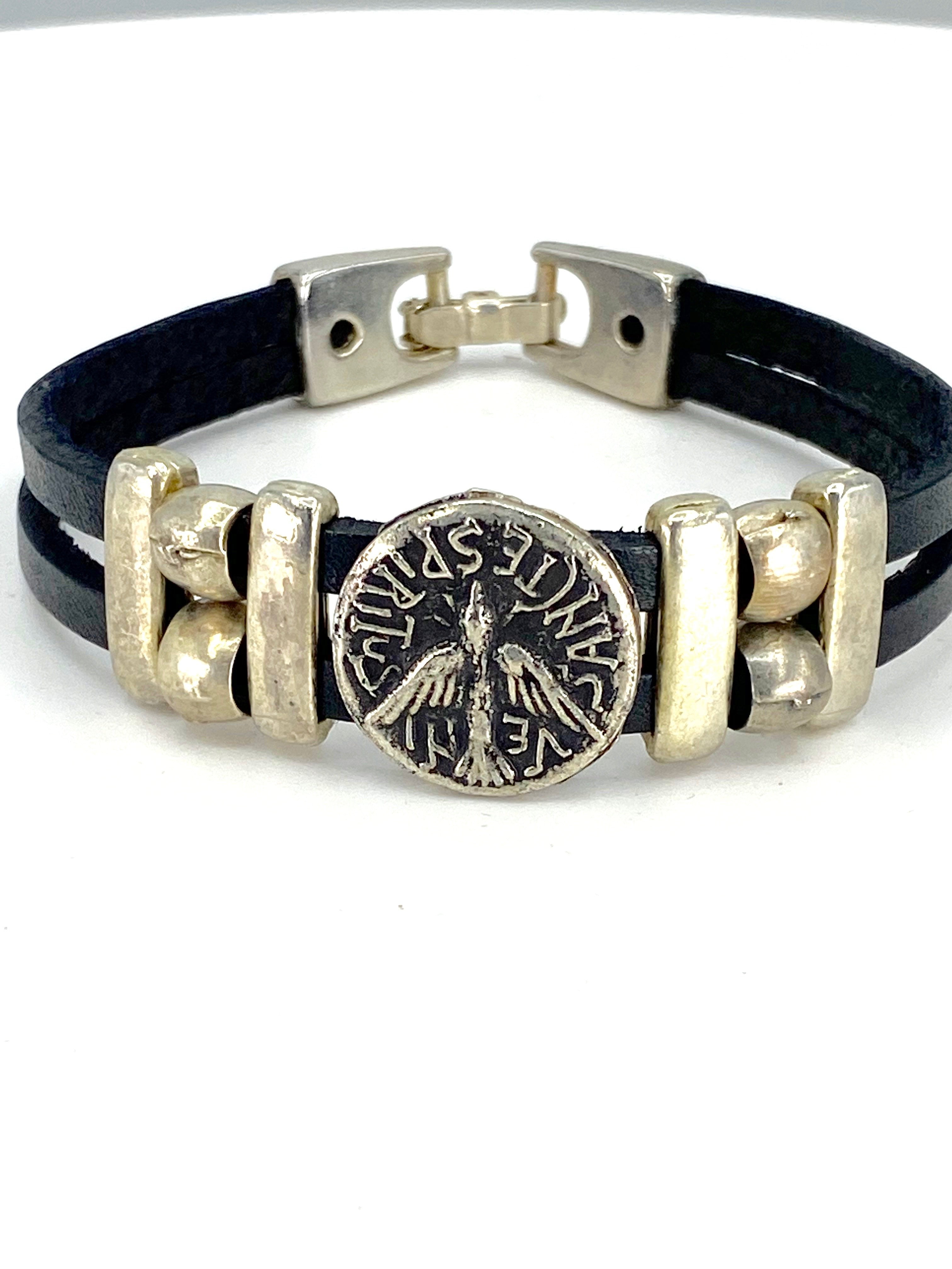 Vintage The Holy Spirit Bracelet handmade jewelry with Leather straps ...