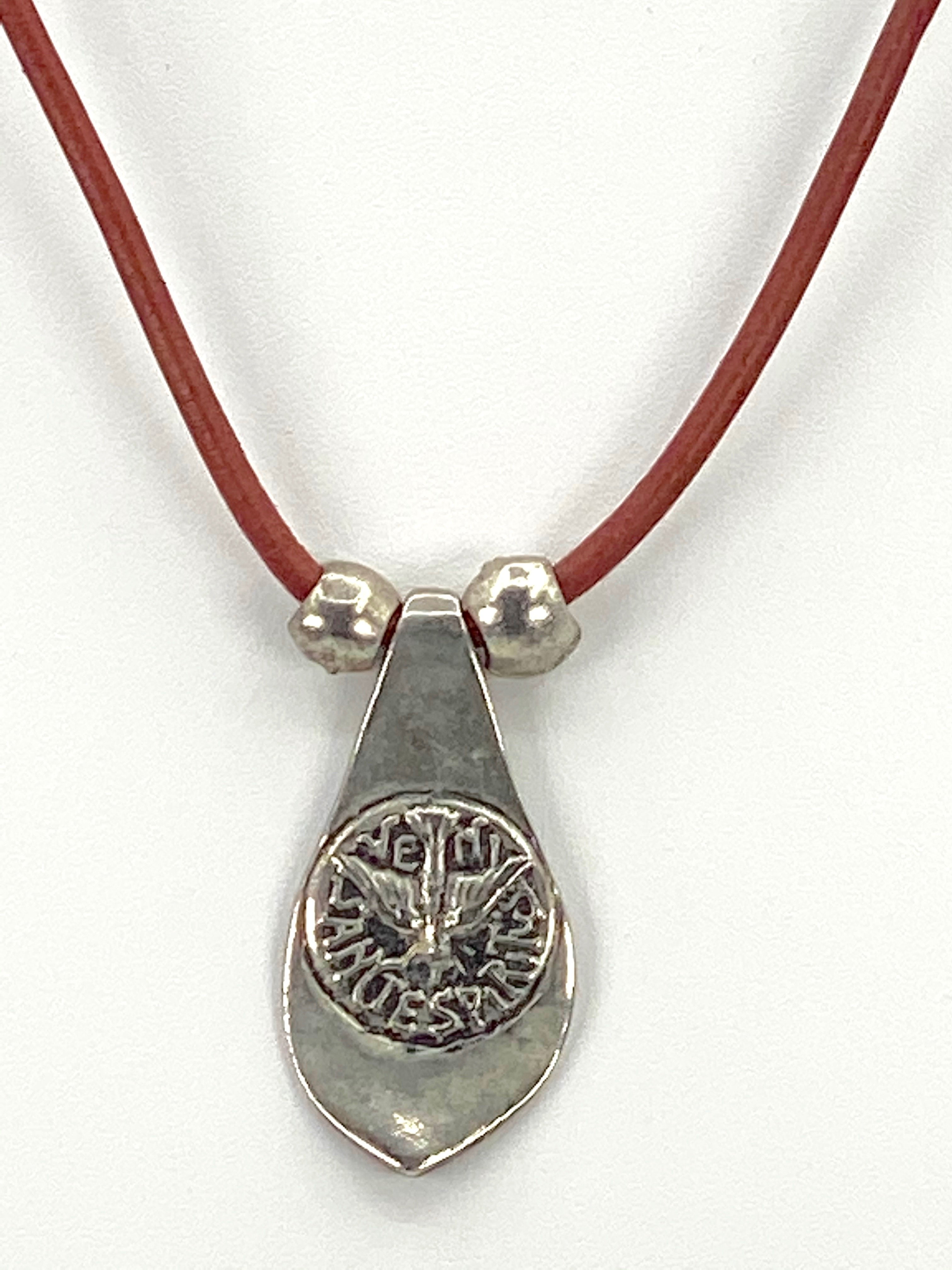Vintage The Holy Spirit Necklace Handmade Jewelry with Genuine Leather ...