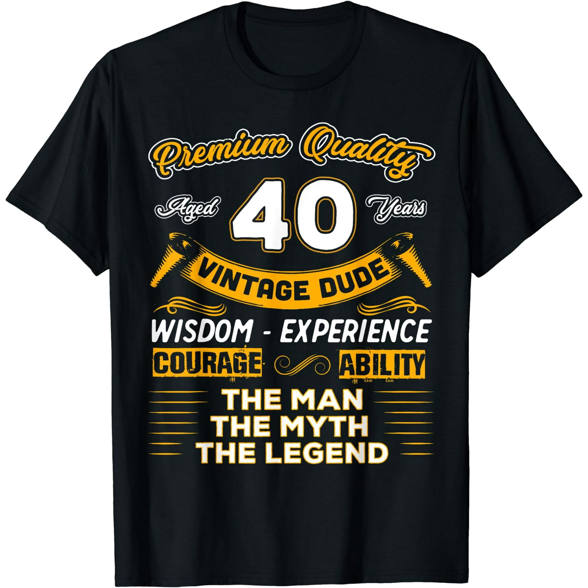 Vintage The Man Myth Legend 40 Yrs 40th Birthday Men's Black Casual T ...