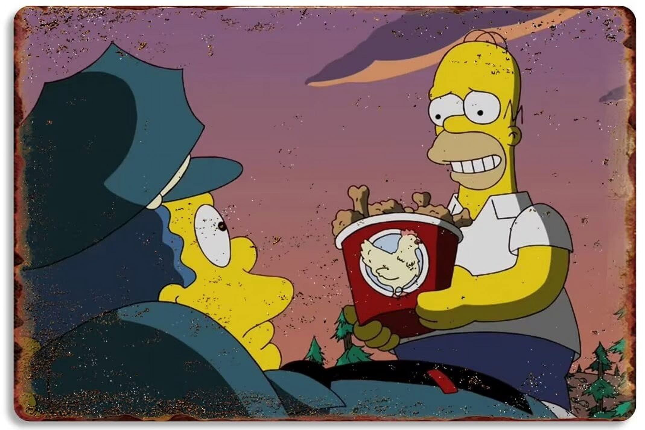 Vintage The Simpsons Metal Plaque Poster Homer Simpson Eats WIth Clancy ...