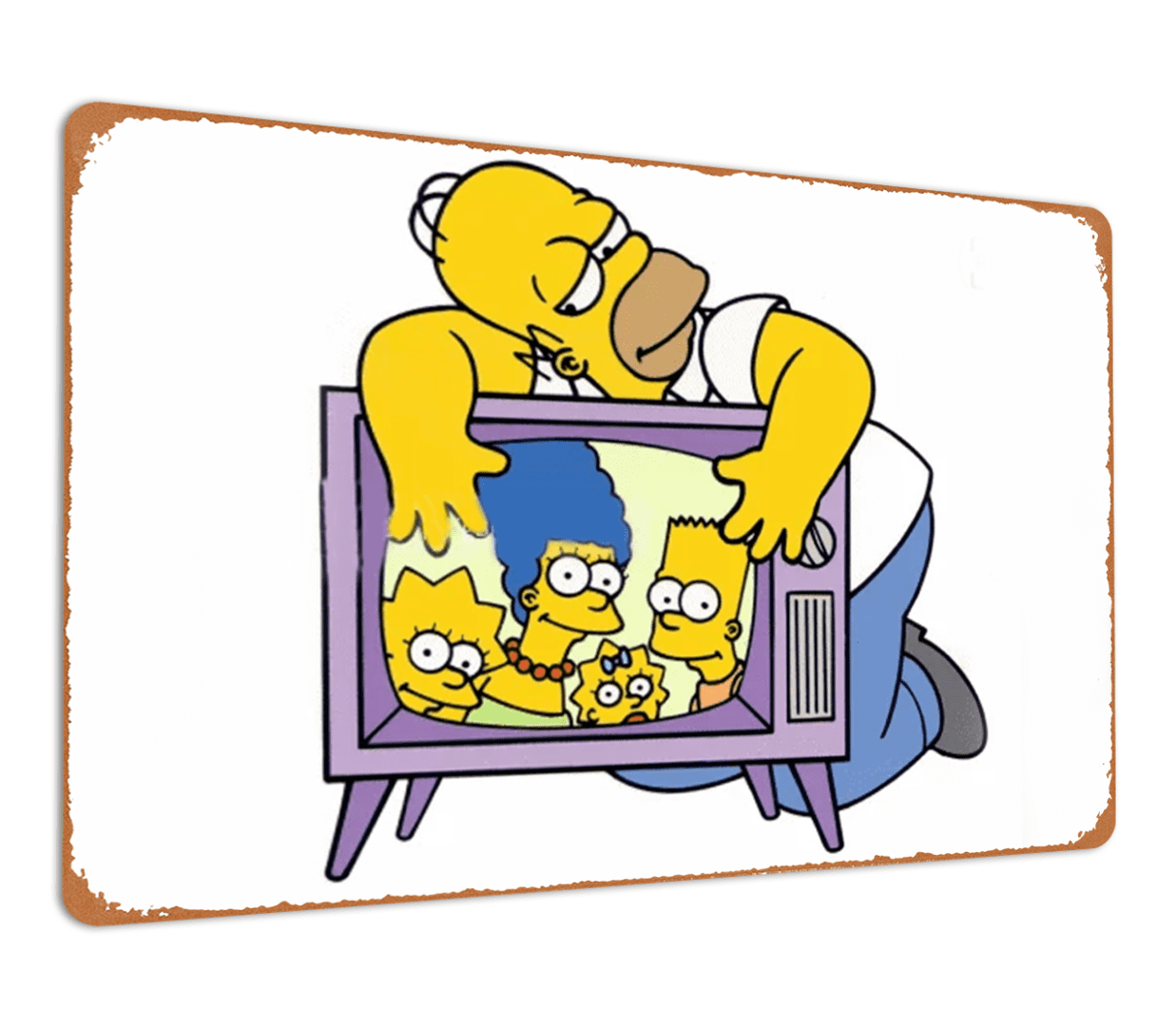 Vintage The Simpsons Poster Metal Sign Homer Simpson Holding Family ...