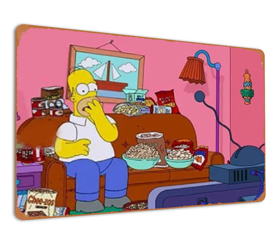 Vintage The Simpsons Poster Metal Sign Homer Simpson Watching TV While ...