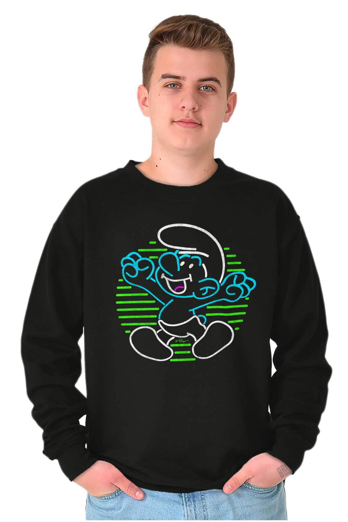 Vintage The Smurfs Cartoon Neon Sign Sweatshirt for Men or Women Brisco ...