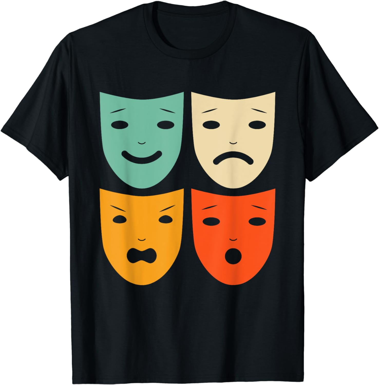 Vintage Theatre Masks Theater Actress Drama Actor Gift T-Shirt ...