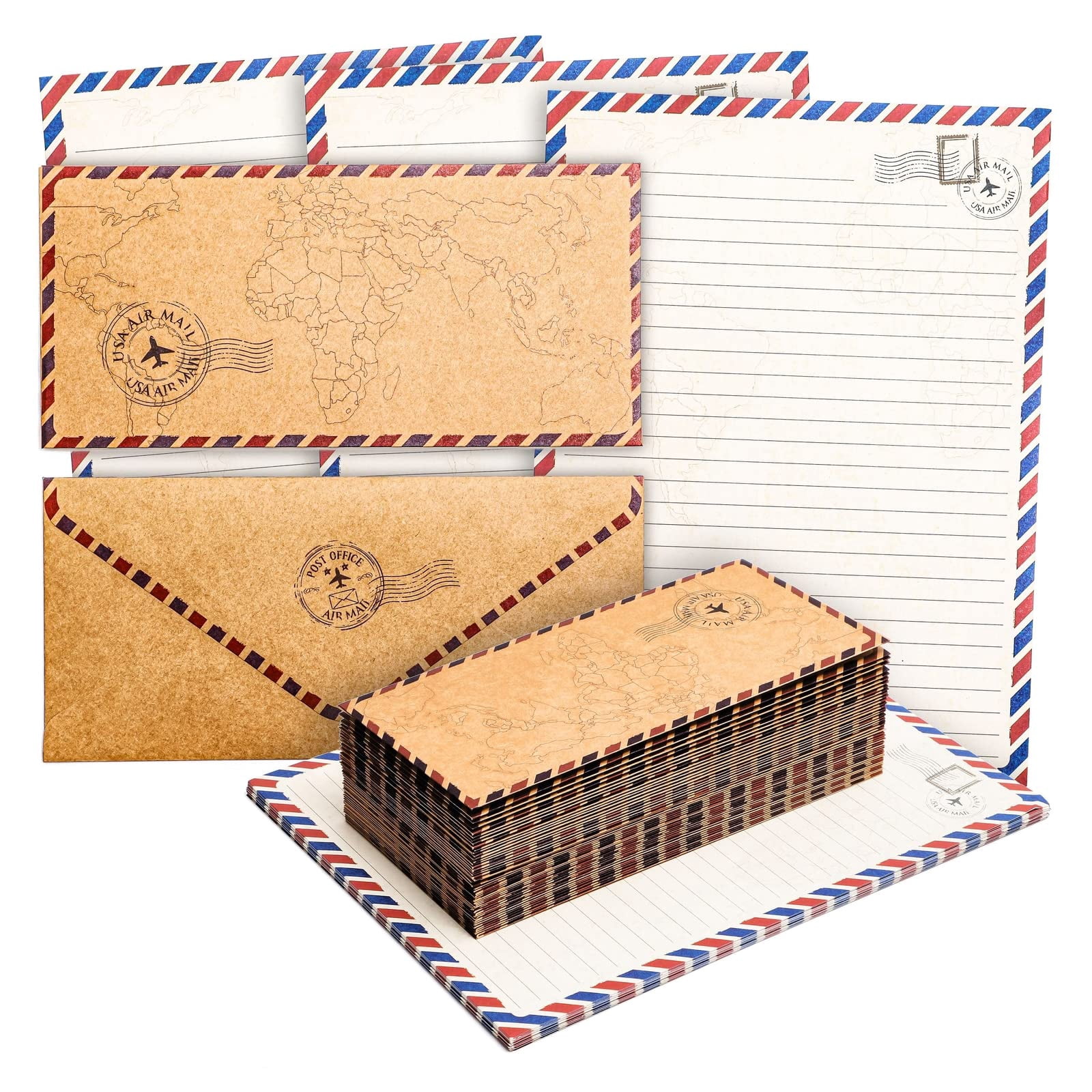 Vintage Themed Letter Writing Stationary Kit, 48 Pack with Matching ...