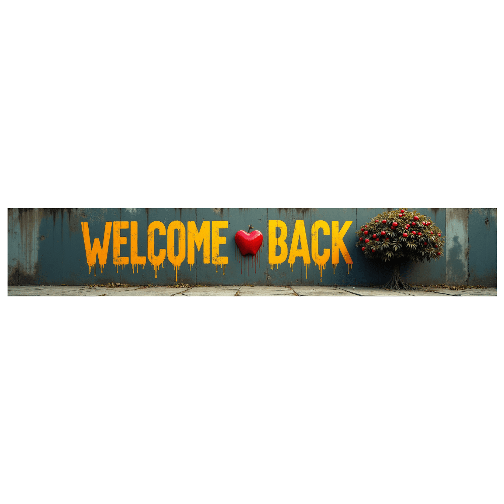 Vintage Themed Welcome Back Banner with Heart Element Party Decorations ...