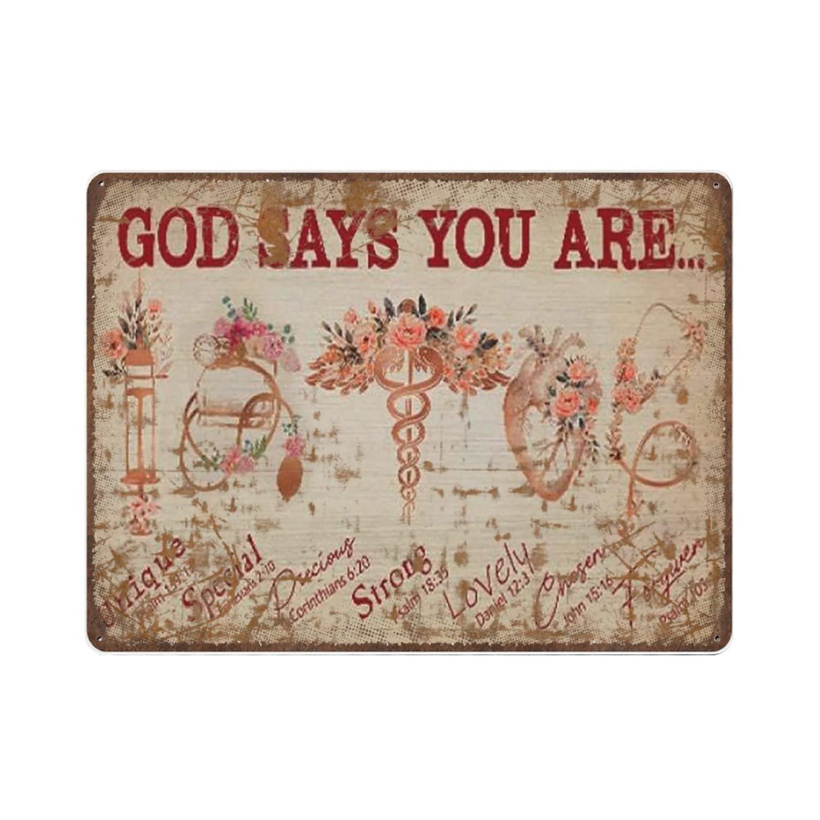 Vintage Thick Nurses Aluminum Sign-God Says You are Unique Nurse Poster ...
