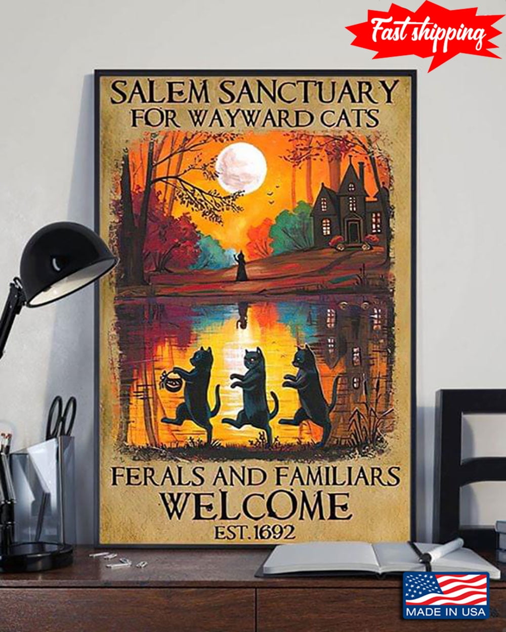 Vintage Three Black Cats Salem Sanctuary For Wayward Cats Ferals And ...