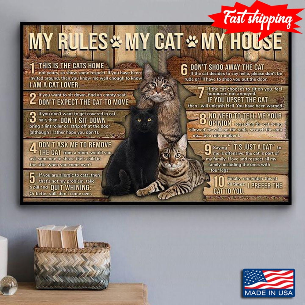 Vintage Three Cute Cats My Rules My Cat My House This Is The Cats Home ...