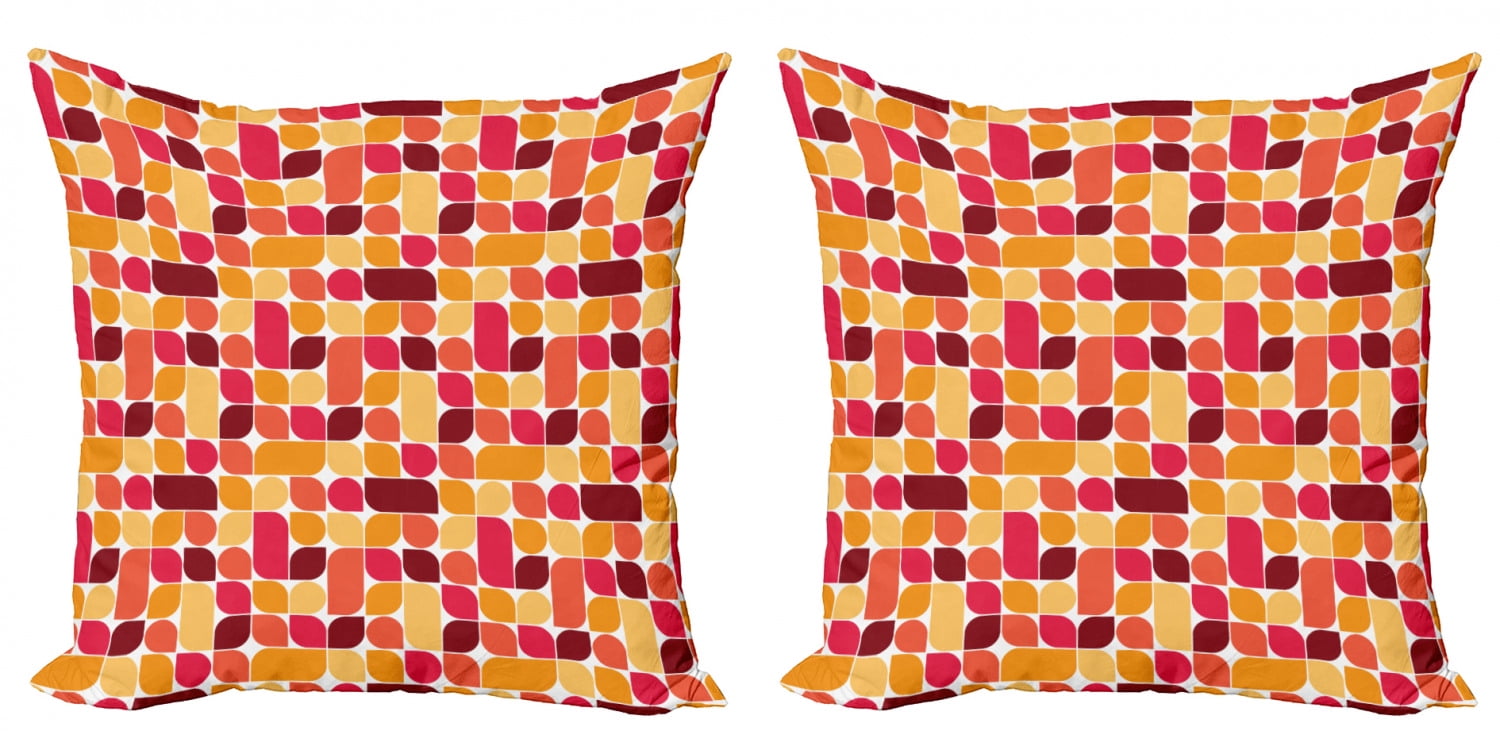 Ambesonne Vintage Throw Pillow Cover 2 Pack, Bauhaus Geometric Retro ...