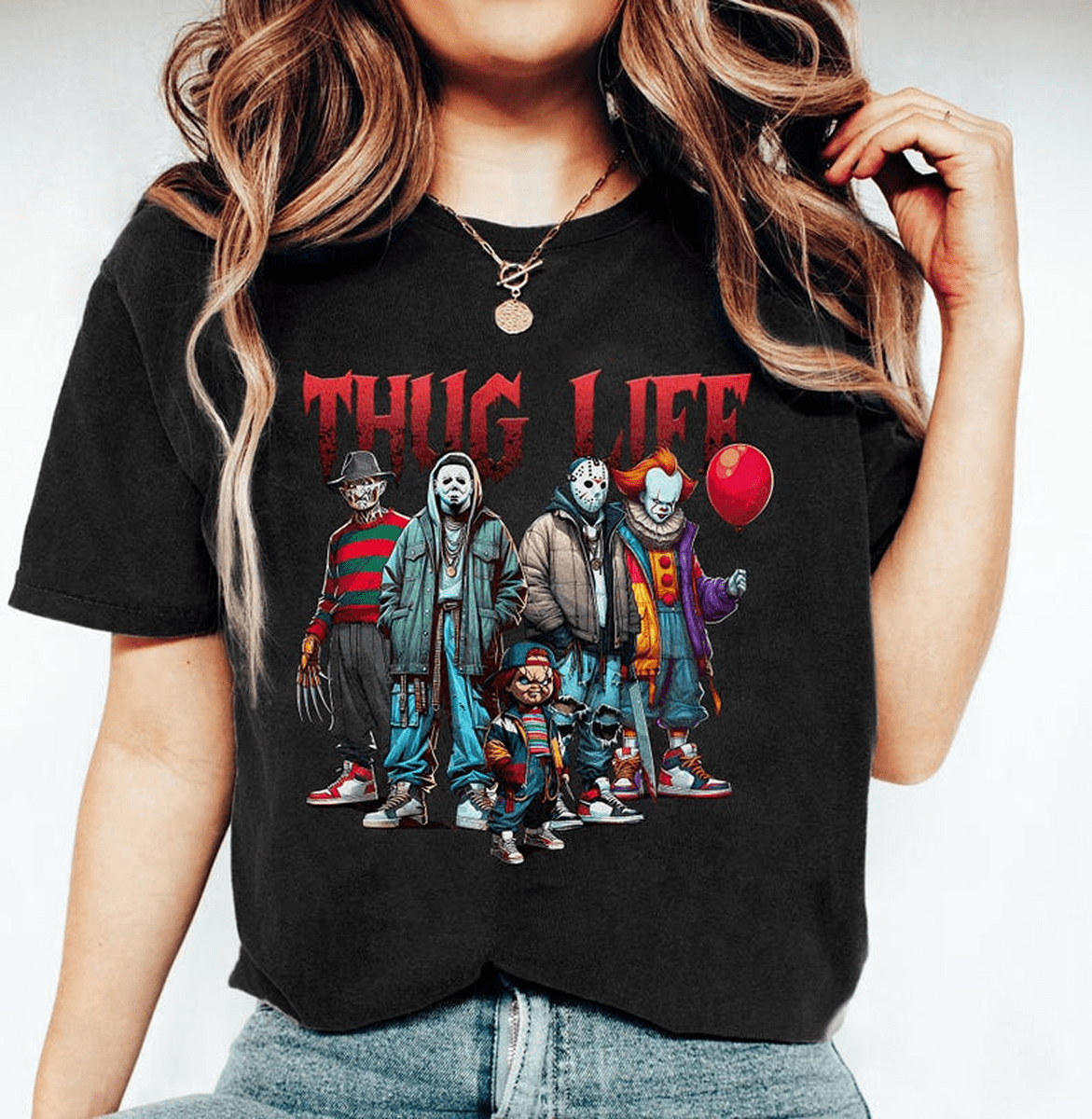 Vintage Thug Life Horror Movie Shirt Scary Halloween Tshirt, Horror ...