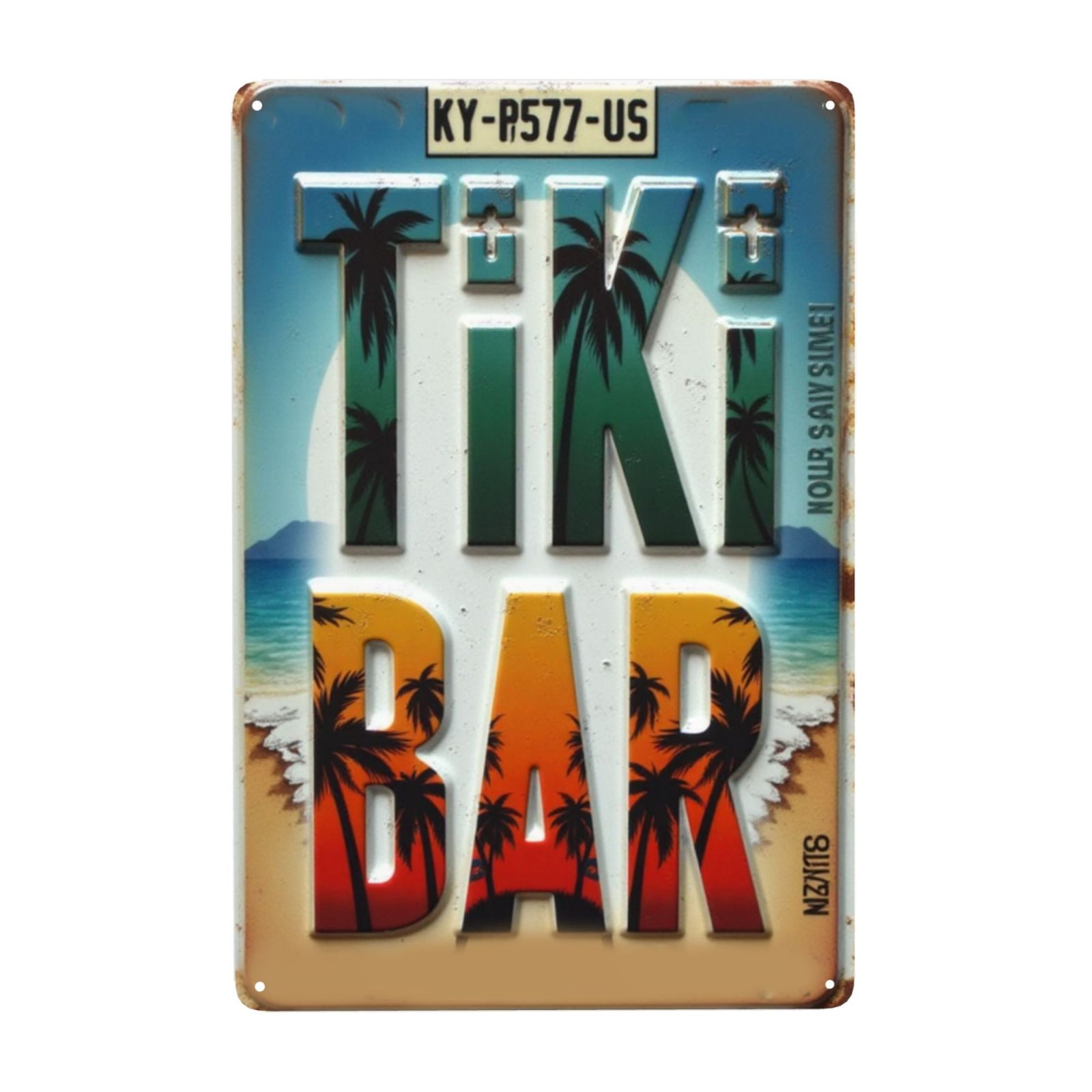 Vintage Tiki Bar Metal Tin Sign Beach Theme Metal Wall Decor Tropical ...