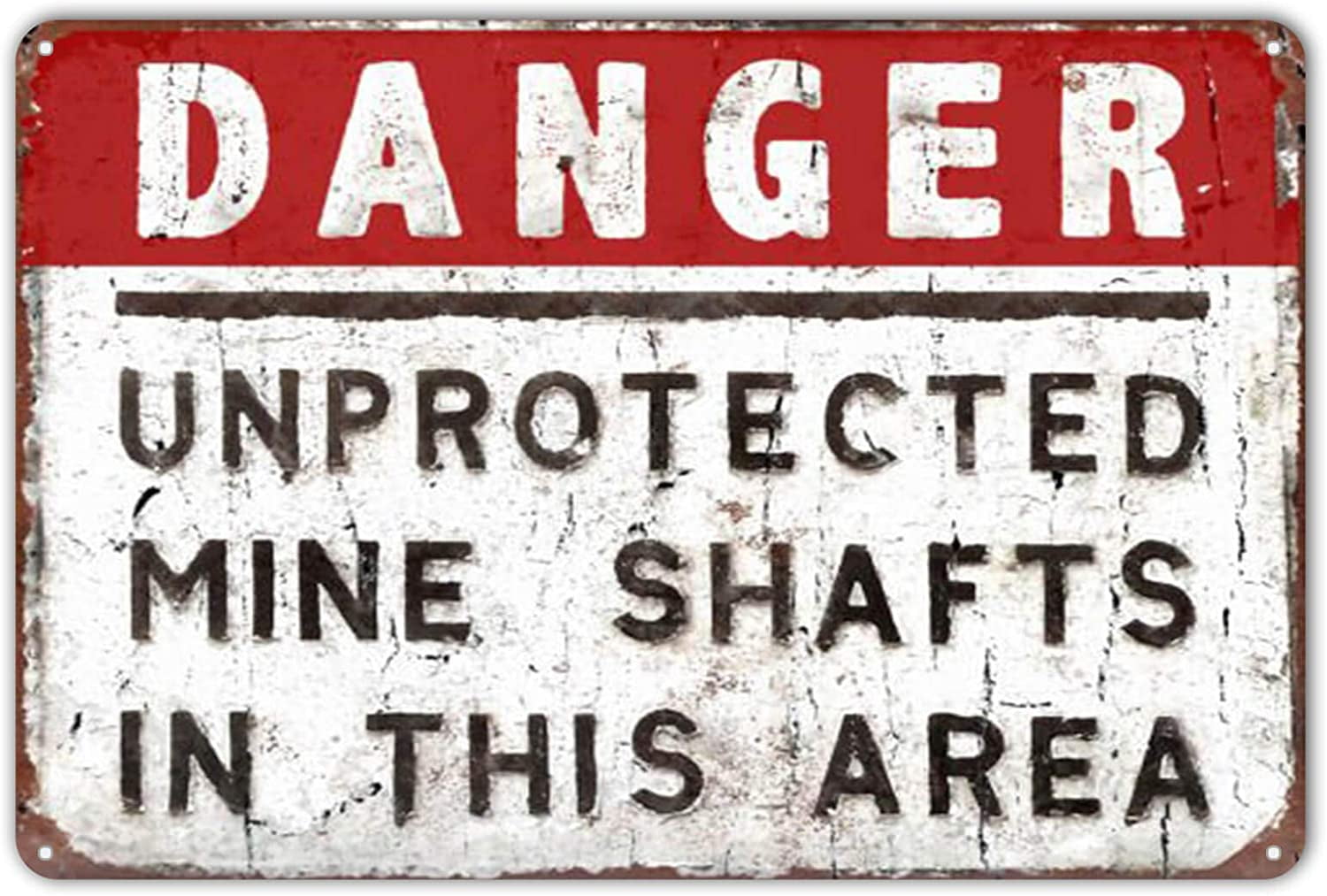 Vintage Tin Metal Sign Decor Danger Mine Shafts Metal Sign Wall Plaque ...