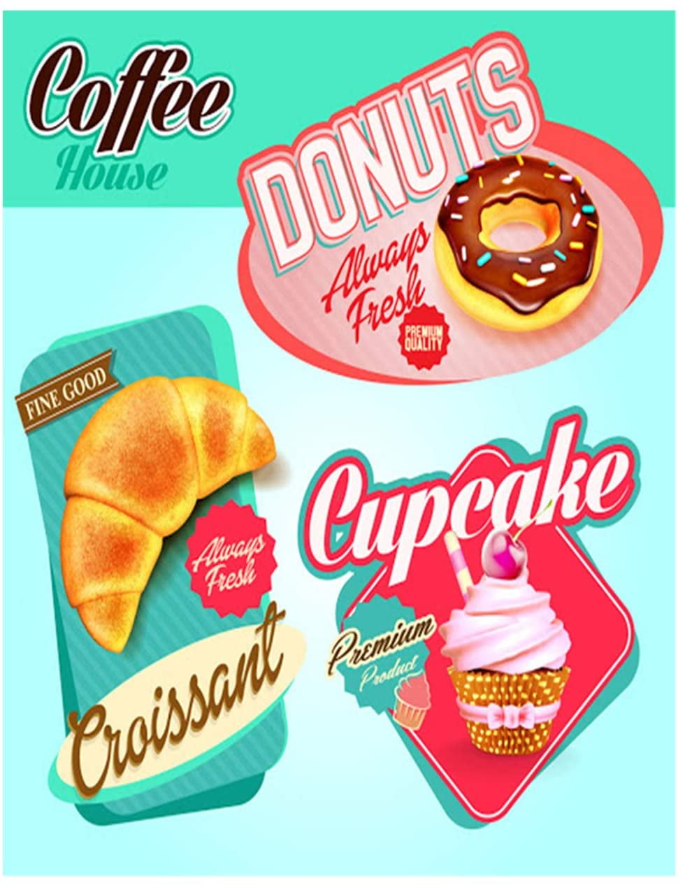 Vintage Tin Poster Coffee House Donuts Cupcake Plate Ice Cream Metal ...